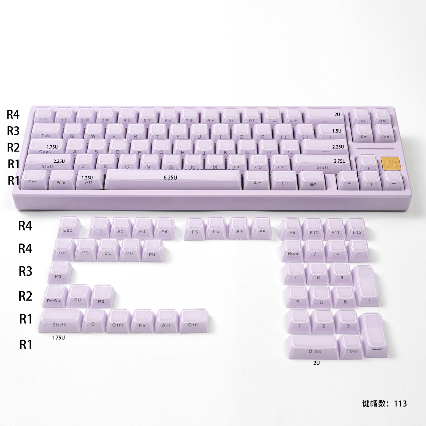 Crystal Pudding ICE Purple keycaps Side Light through OEM profile ABS ...