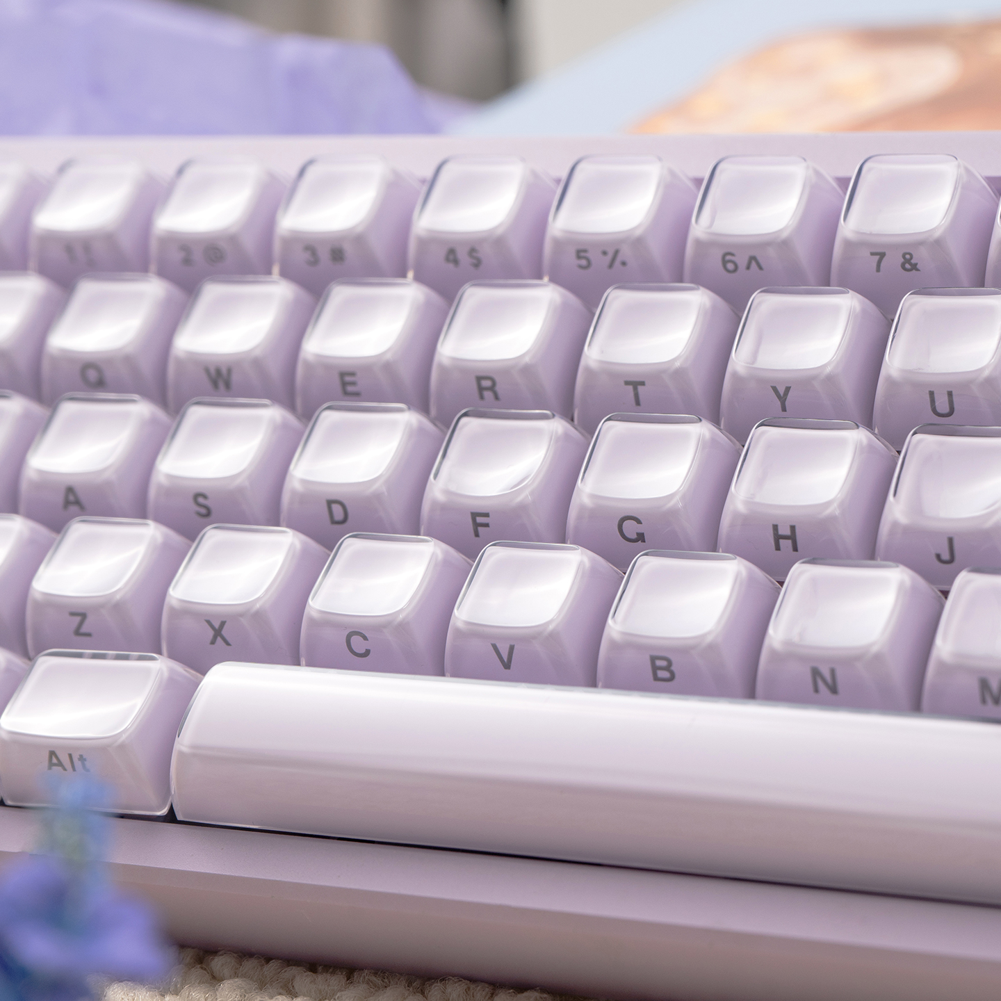 Crystal Pudding ICE Purple keycaps Side Light through OEM profile ABS ...