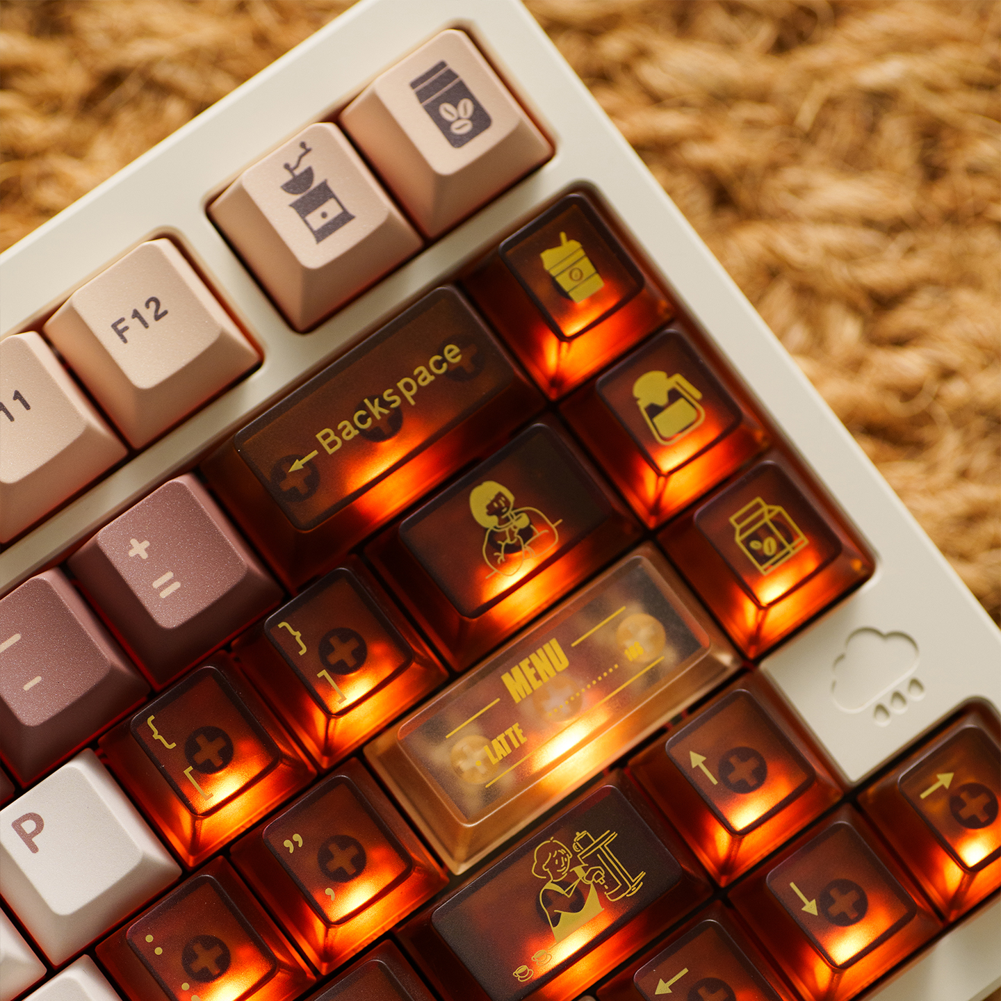 KeyGenius Coffee House Keycaps Foggy Transparent Brown PC Cherry ...