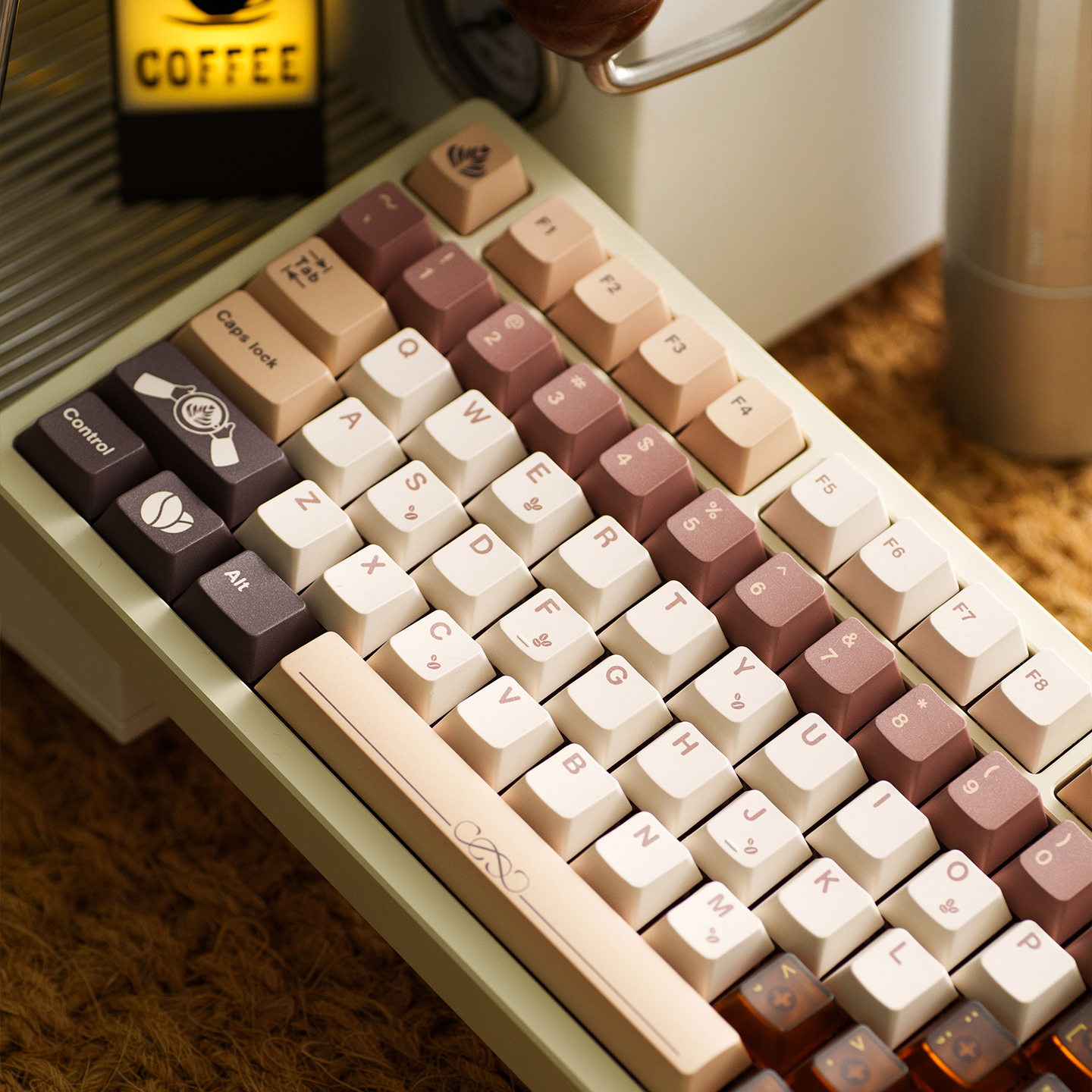 KeyGenius Coffee House Keycaps Foggy Transparent Brown PC Cherry ...
