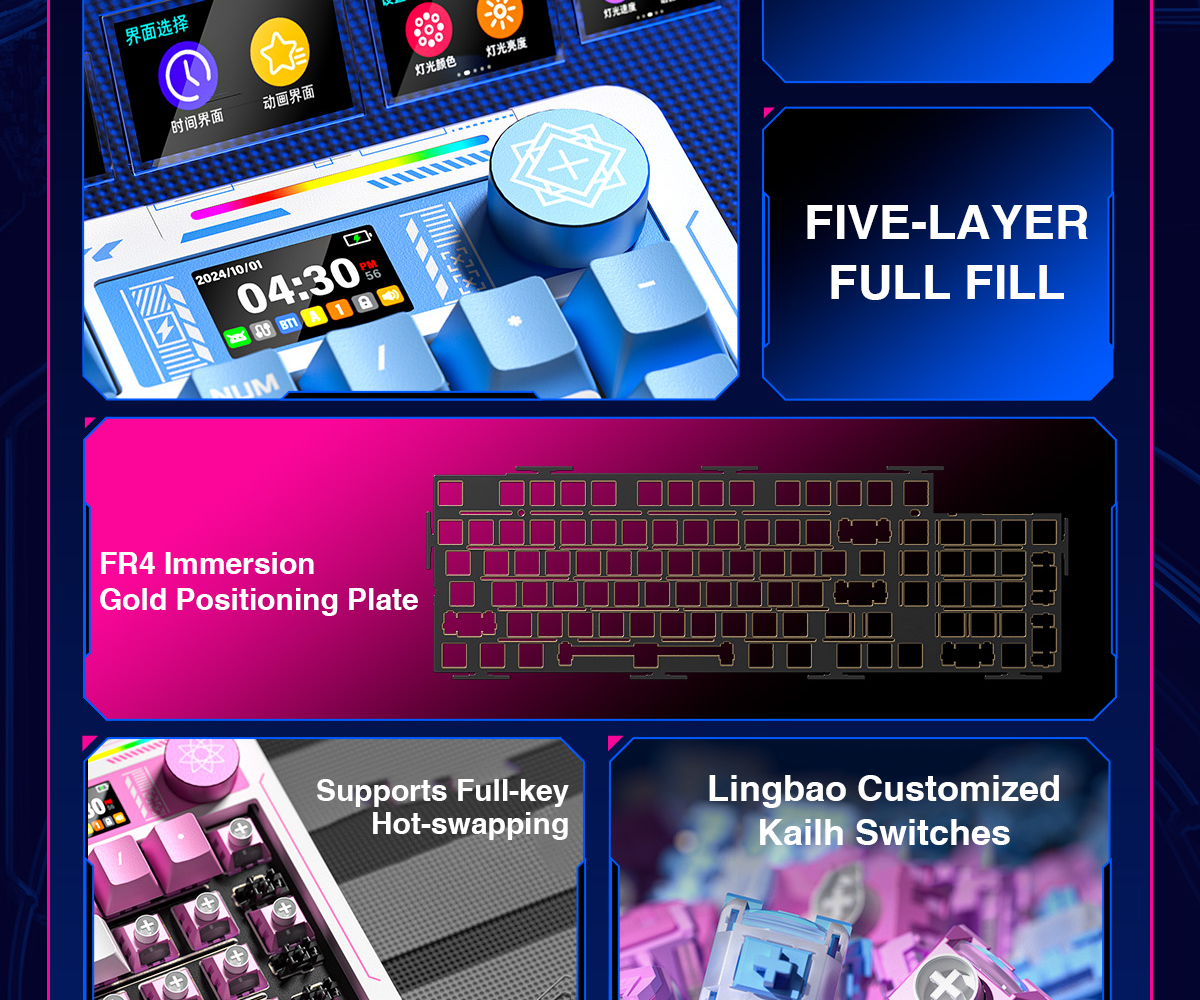 LINGBO K98PRO Mechanical Keyboard 97 Key Tri-mode LCD Display Screen ...