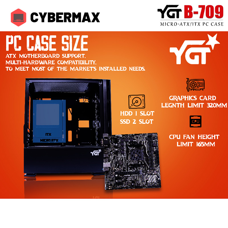 YGT B-709 PC Case Gaming Gase With Tempered Glass Mesh Front Panel ...