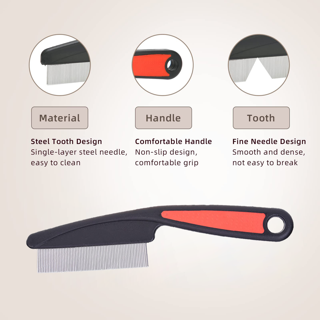 Multi-Purpose Stainless Steel Fine-Tooth Grooming Set – 1-Pack With ...