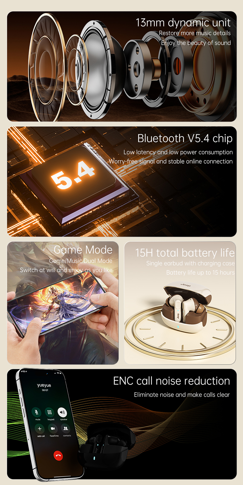 Jeep EW133 TWS True Wireless Bluetooth Earphones HD Calls Noise ...