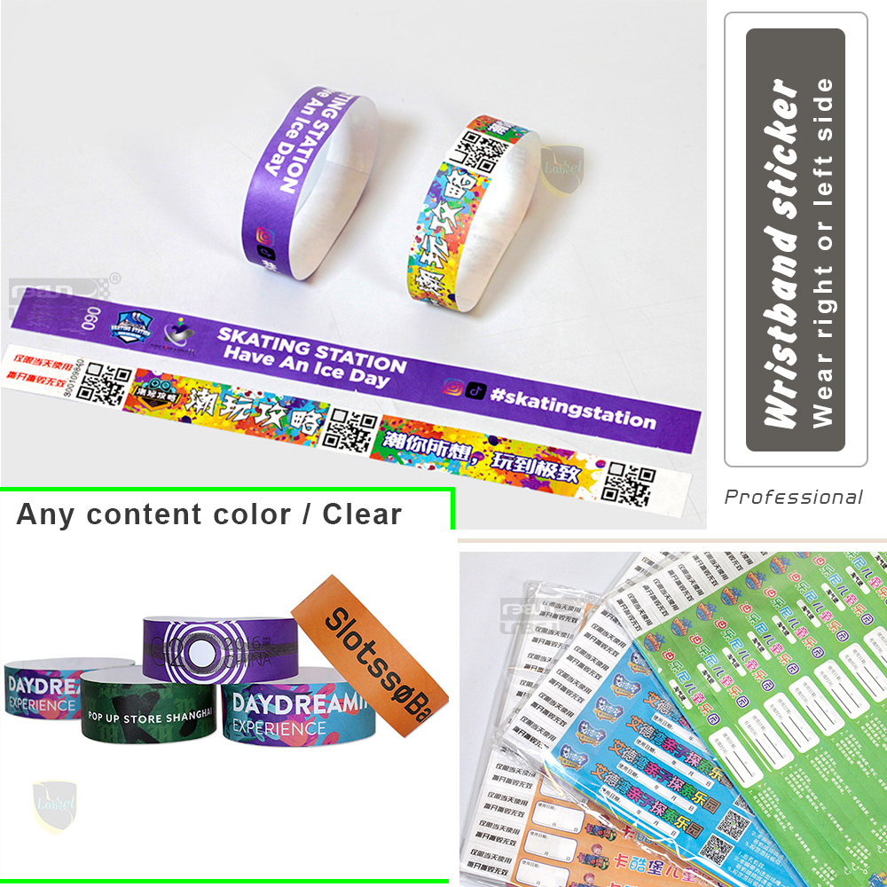 100pcs waterproof wristband resort sticker tyvek paper disposable wrist ...