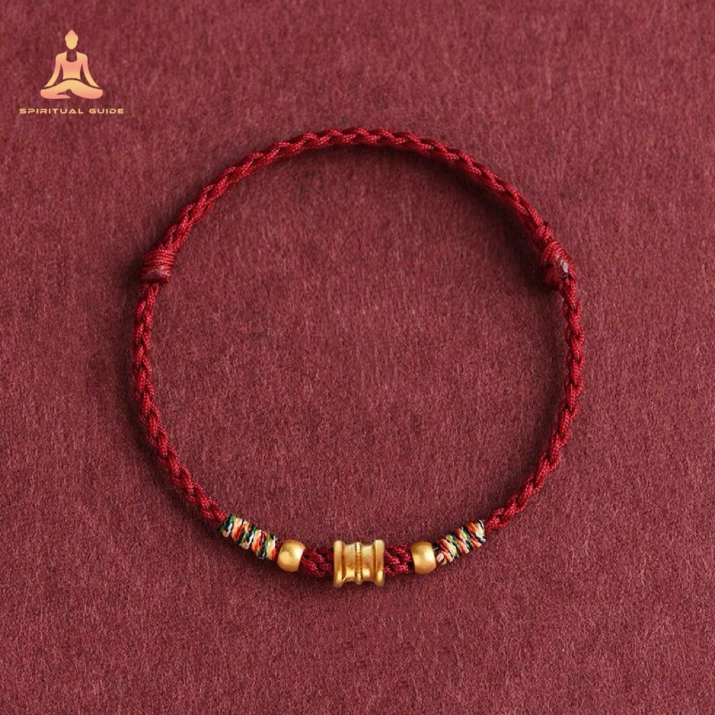 Unisex's Handmade Placer Gold Red Rope Bracelet Lucky Red String ...