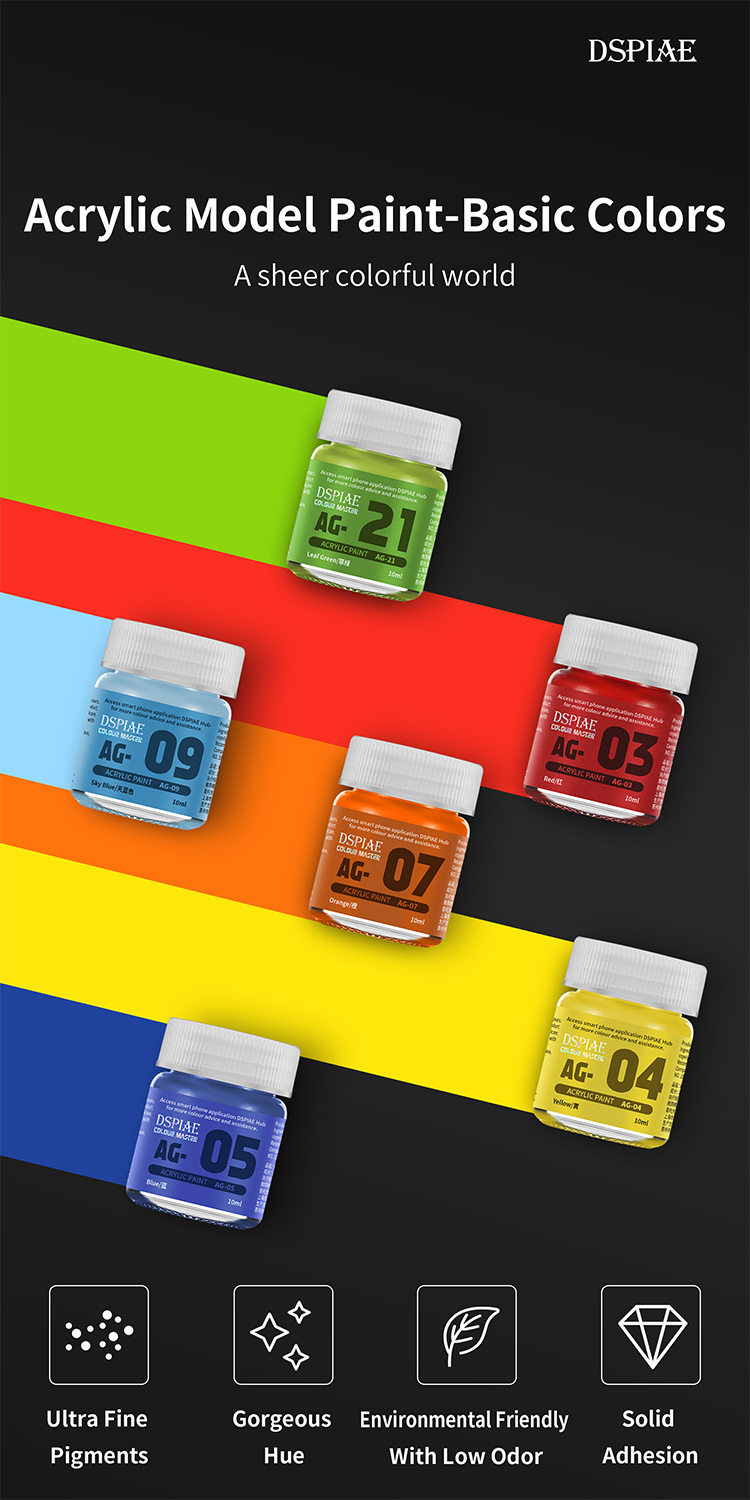 DSPIAE AG Acrylic Model Paint Basic Colors 10ml Water-based | Shopee ...