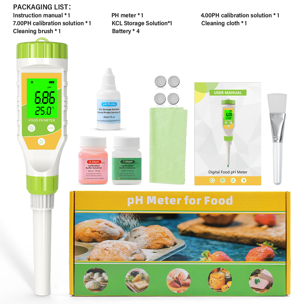 Digital pH Meter for Food, 0.01 Resolution High Accuracy Food pH Tester ...