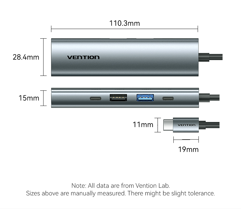 Vention 5-in-1 USB-C Docking Station HDMI-OUT 4k@30HZ 100W PD Fast ...