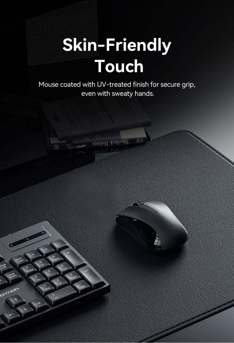 Vention Wireless 2.4G Full-Sized Silent Keyboard and Mouse Combo Slim Type USB Receiver Skin ...