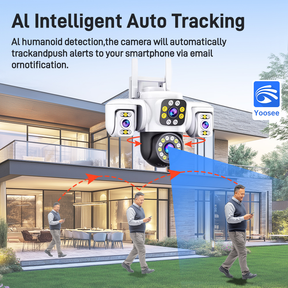 Yoosee Y40 3 Lens 3 Screens CCTV Camera 6MP 360 Wireless Wifi Outdoor IP66 Waterproof Full Color ...