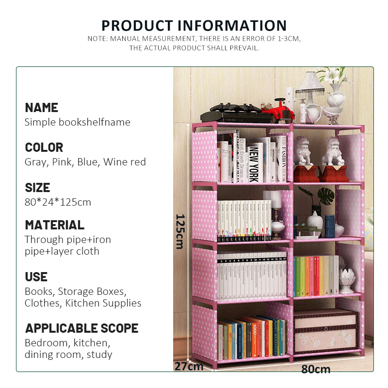 2/3/4/5 row bookshelf Space saving Easy to install Easy To Clean ...