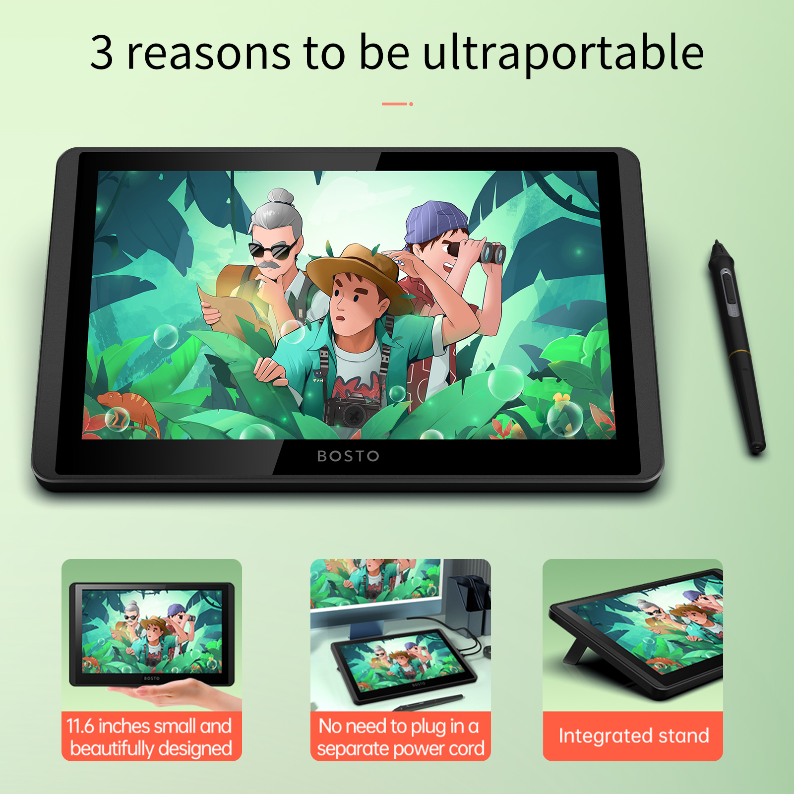 BOSTO 12HD-A H-IPS LCD Graphics Drawing Tablet Digital Graphic Drawing ...