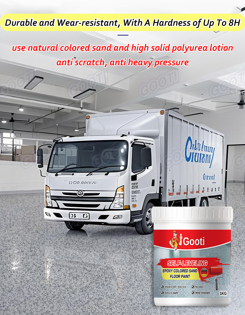 50-Year Durable GOOTI Epoxy Colored Sand Self-Leveling Cement Floor Paint Imitating Marble ...