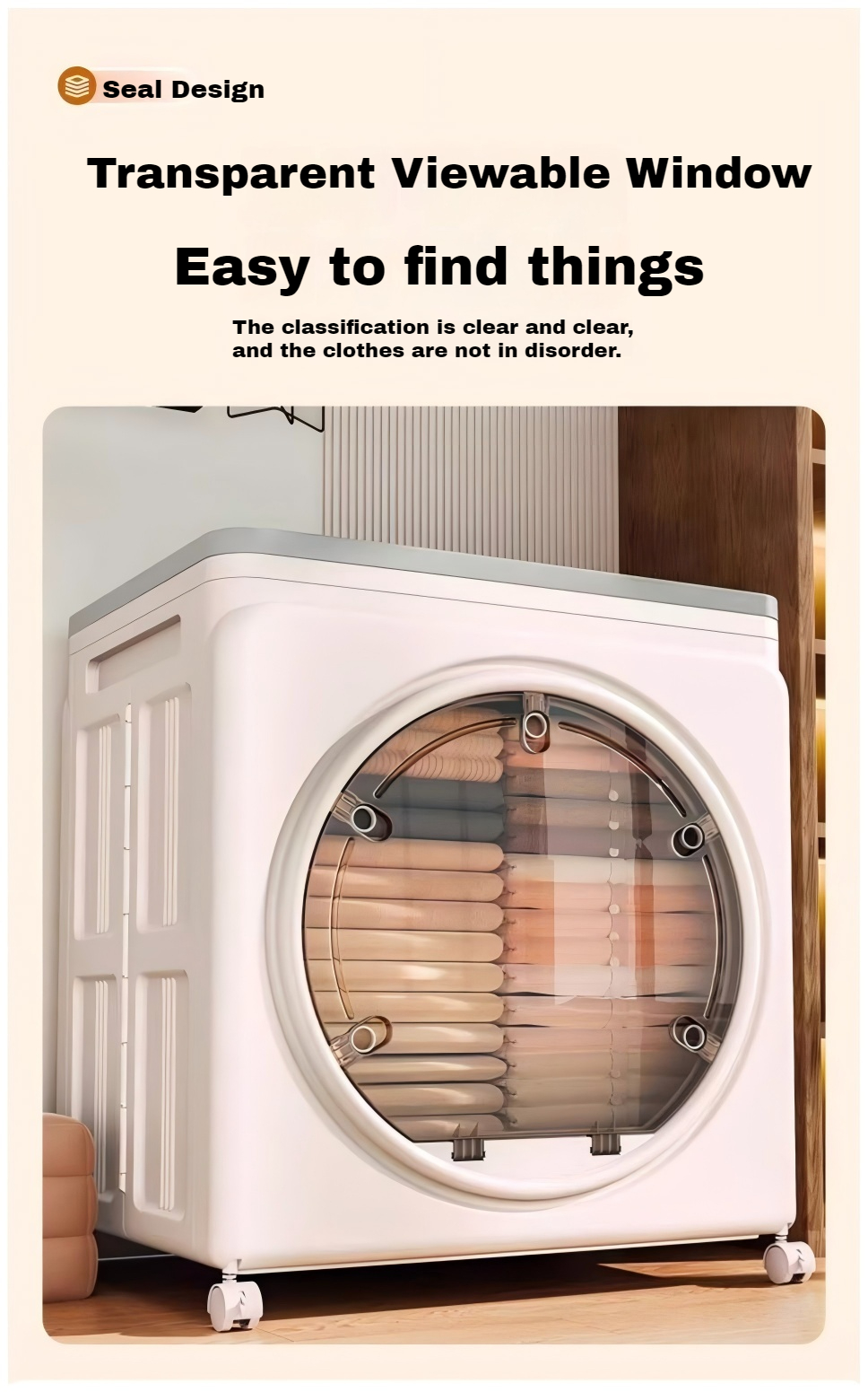 【Happy Home】150L Large Storage Cabinet Box With Wheels Double Doors ...