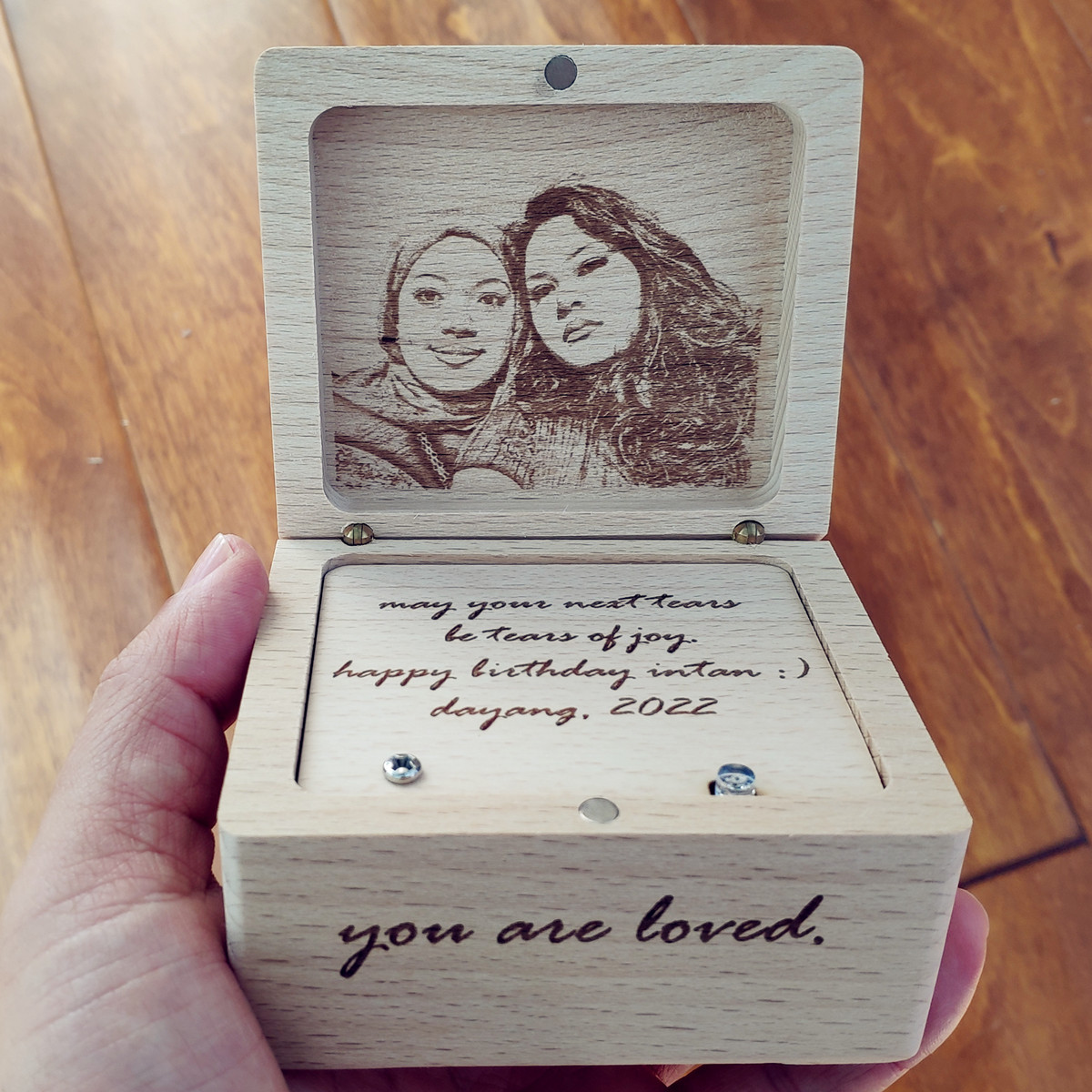 Wooden custom song personal photo engraved digital music box birthday ...