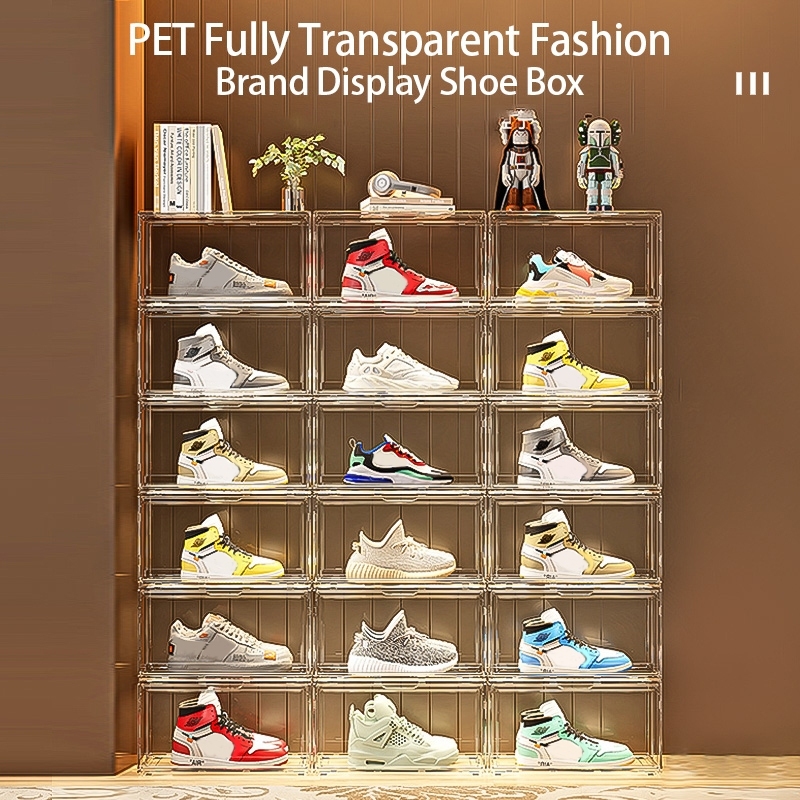 Acrylic Shoe Box Stackable Magnetic Shoe Rack Transparent Storage ...