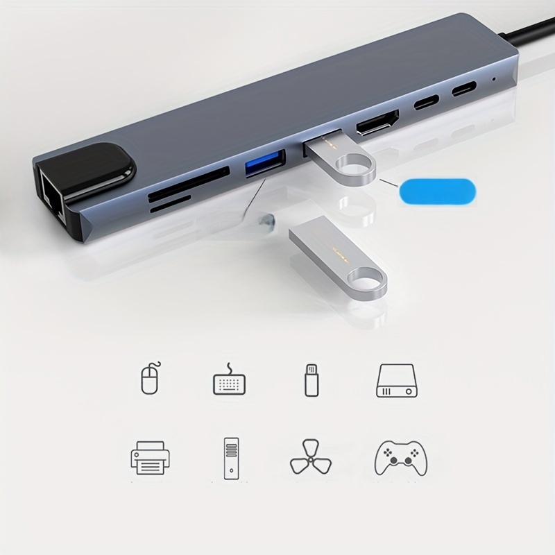 Type C to Usb 8In1 Docking Station with RJ45 PD Ports SD Card Data ...