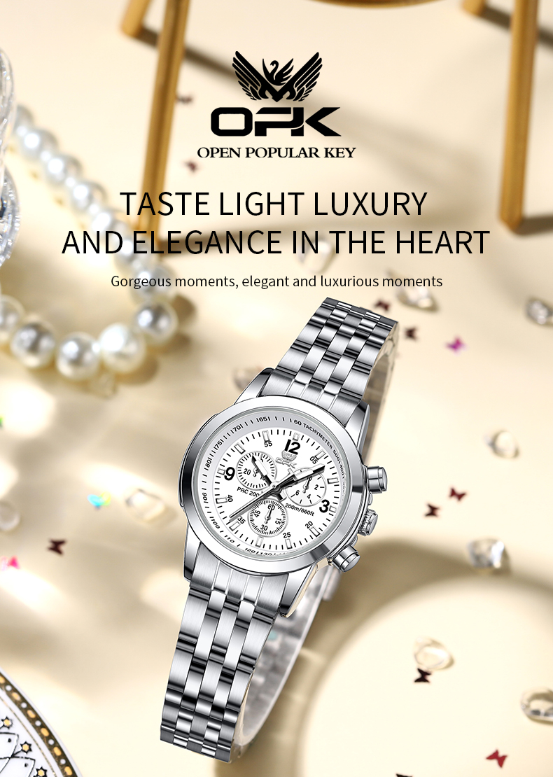 OPK Watch For Women Waterproof Original Quartz Stainless Steel Elegant ...