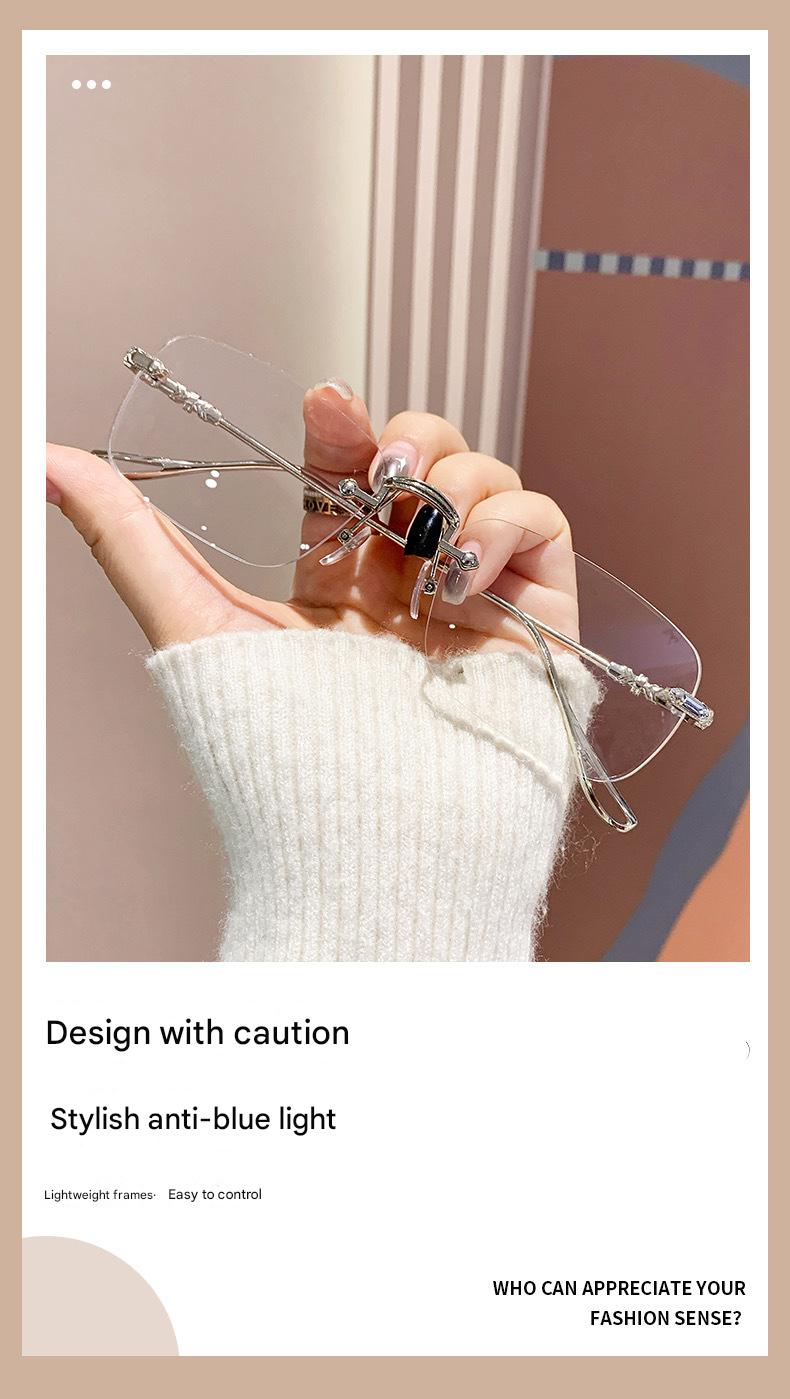 Anti Radiation Frameless Glasses For Women Men Rimless Rectangle ...