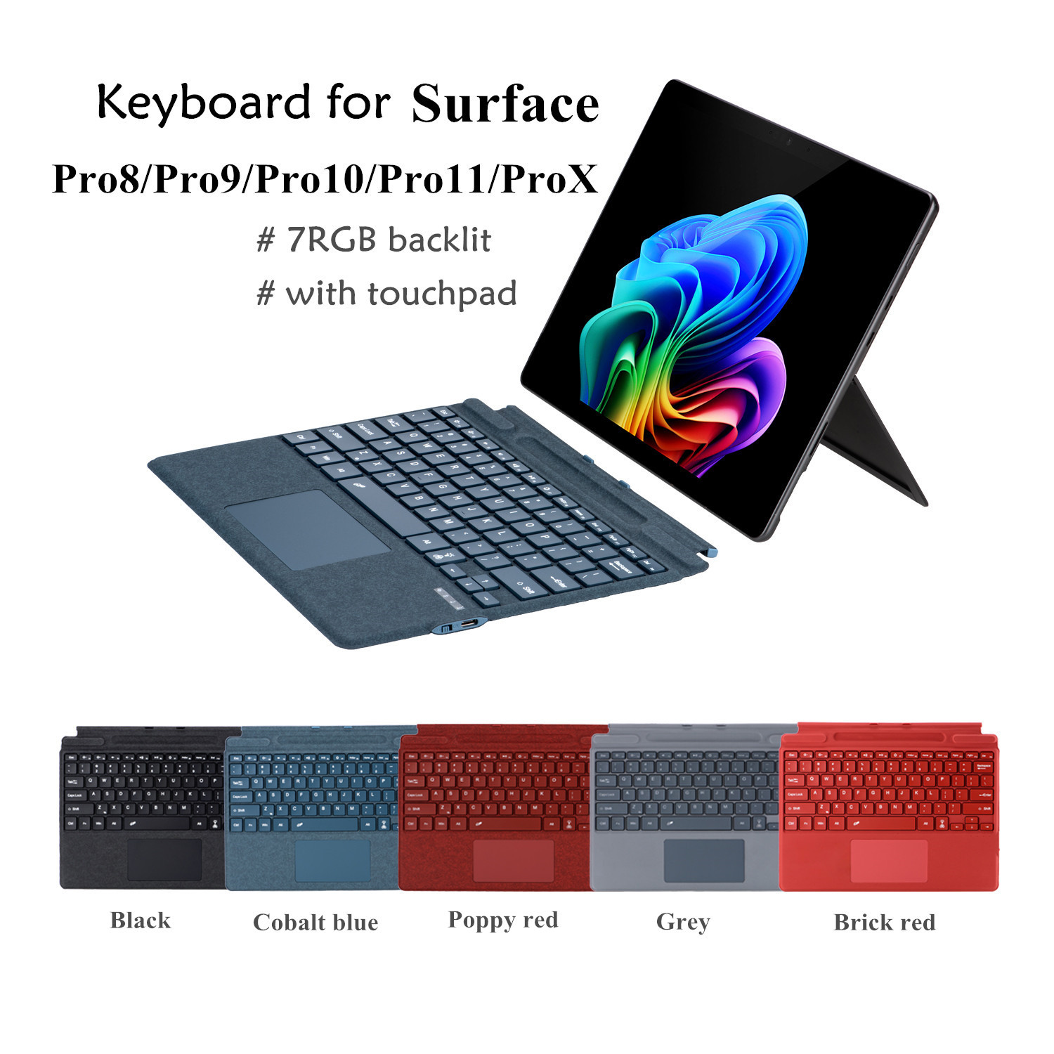 New For Surface pro 8/9/10/11/X Bluetooth Keyboard With touch pad Backlit Case cover | Shopee ...