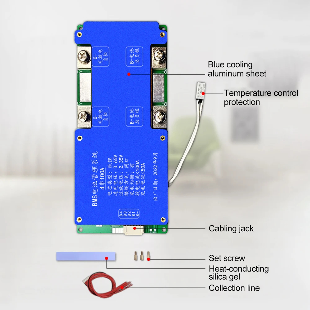 BMS 8S 24V 100A LiFePO4 Battery Balance Charge Board Equalizer NTC Temperature Protection ...