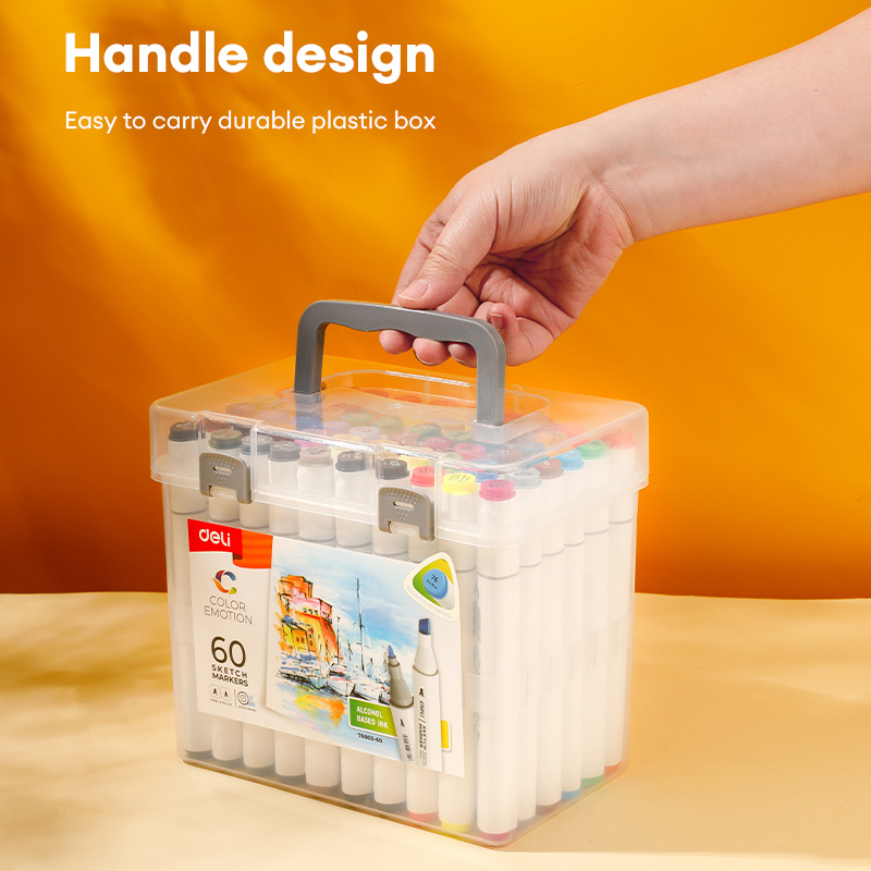 Deli 12/24/36/48/60/80 Colors Marker Alcohol Triangle Markers Set Color ...