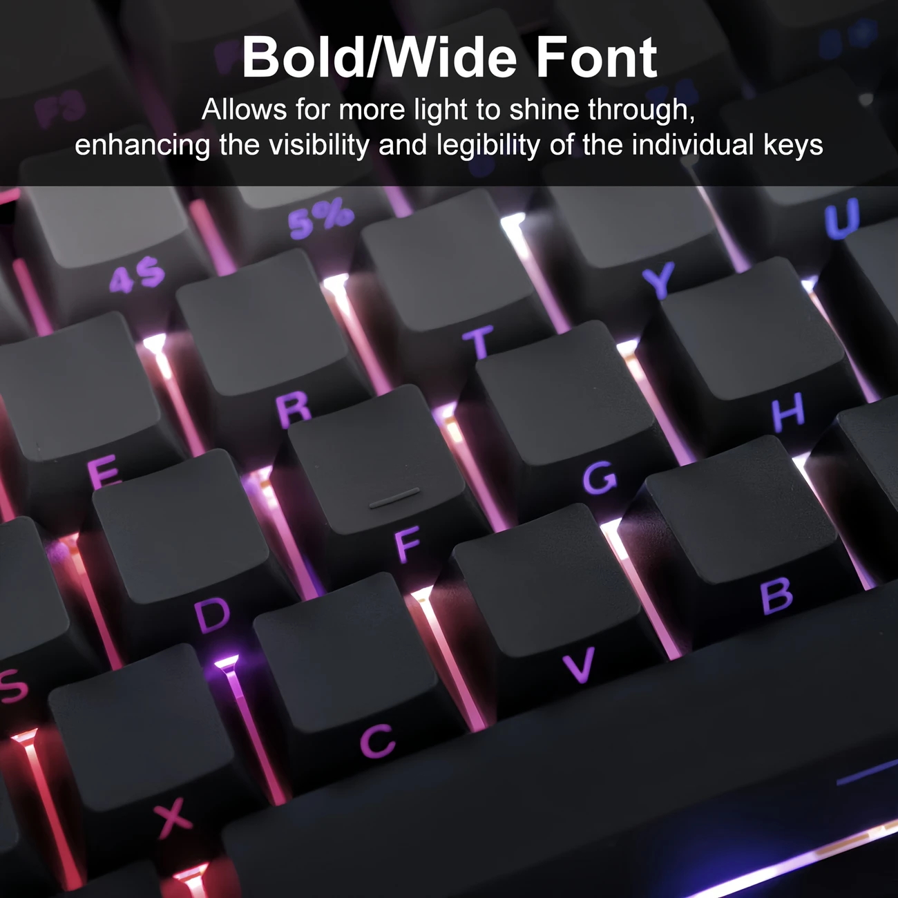 PBT Keycap OEM Dust Sideengrave Trans-light Keycap 61/68/87/104/135Keys ...