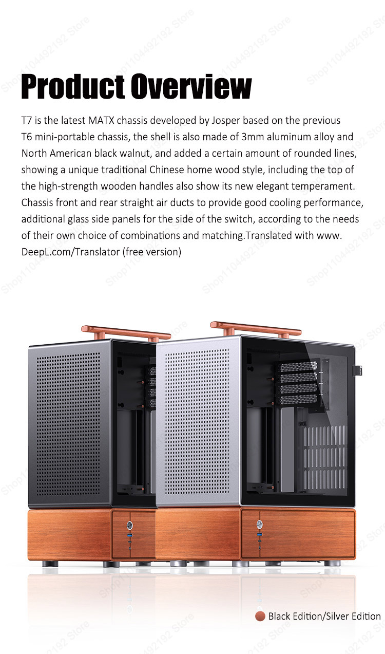 JONSBO T7 aluminum alloy chassis desktop computer desktop portable vertical host shell Type-C ...