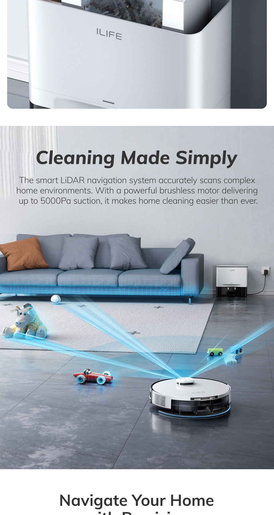 【NEW LAUNCH】ILIFE A30 Pro LDS Laser Navigation Smart Robot Vacuum Cleaner And Mopping 5000Pa ...