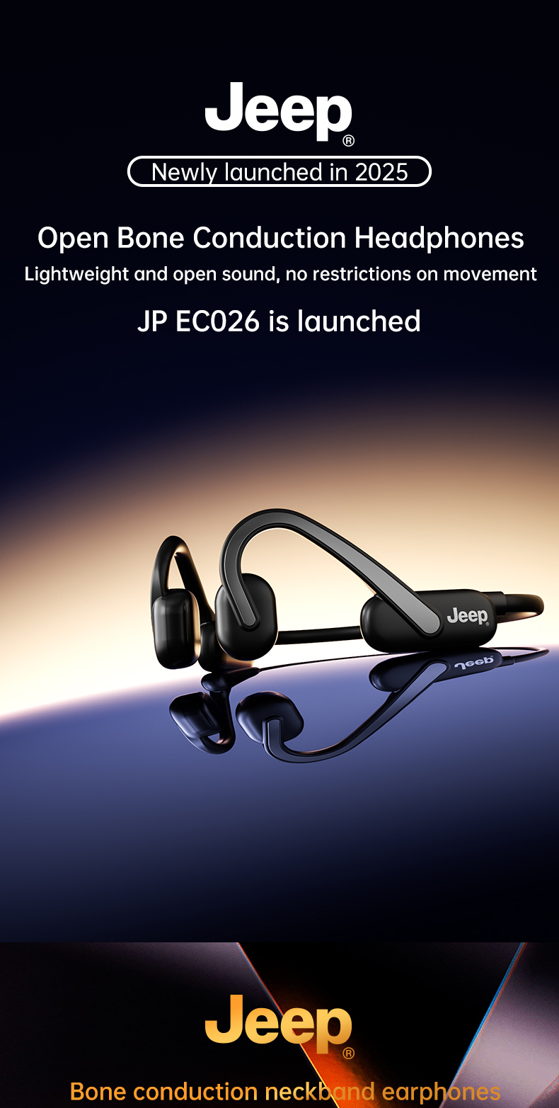Jeep EC026 Bone Conduction Headphones IPX5 Waterproof HD Calls Open Ear ...