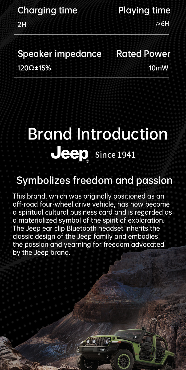 Jeep EC026 Bone Conduction Headphones IPX5 Waterproof HD Calls Open Ear ...