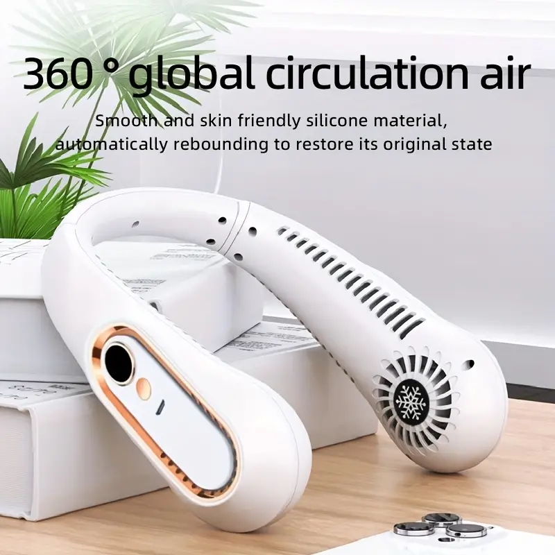 USB Rechargeable Portable Neck Fan for Student Dorm Room 5-Speed Quiet ...