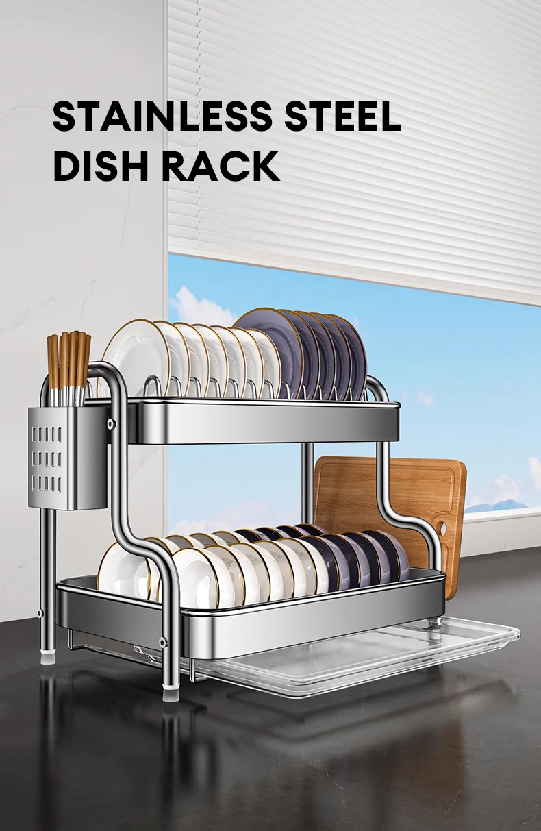 ICIC 2/3-Tier Stainless Steel Dish Rack Drainer Rack Kitchen Organizer ...