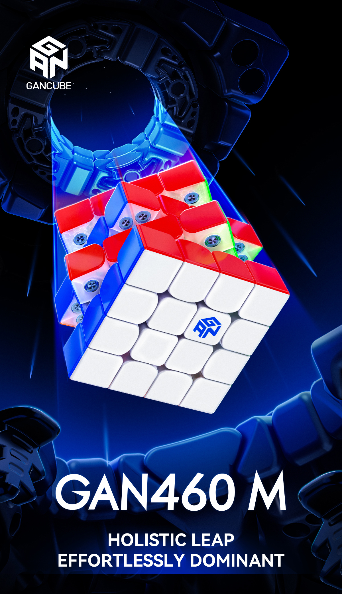 GAN 460 M V2 Speed Cube, 4x4 Magnetic Master Cube Gans 460M Puzzle Toy ...