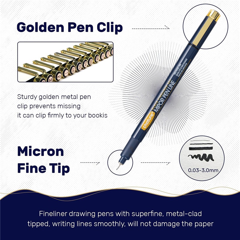 12Pcs Black Fineliner Drawing Marker Pens Set Quick-Dry Pigment Liner ...