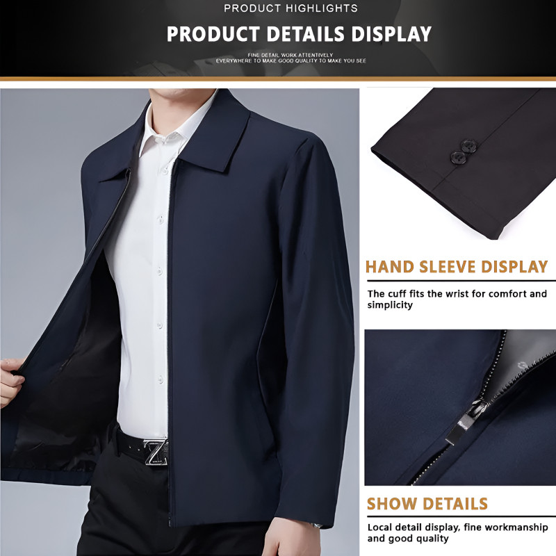 WM Men's Bomber Jacket with Zipper and Pockets, Polo Neck Windbreaker ...