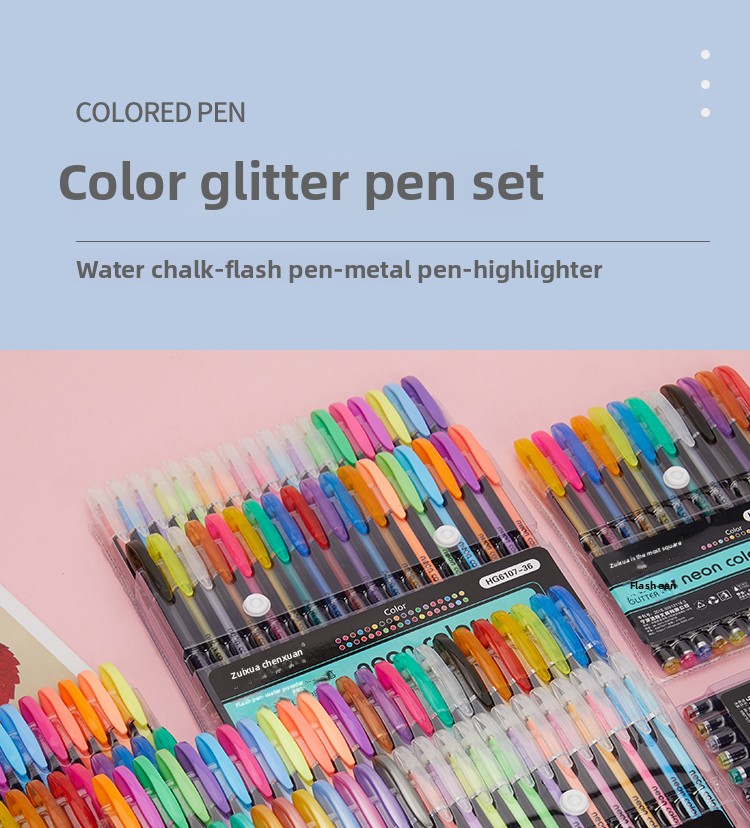 Murah ballpen set 12/24/36/48 Color Gel Ink Pen Set – Glitter, Pastel ...