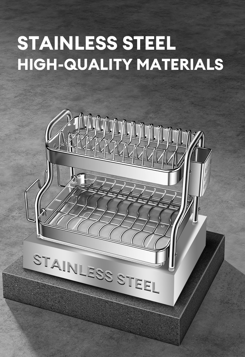 ICIC 2/3-Tier Stainless Steel Dish Rack Drainer Rack Kitchen Organizer ...