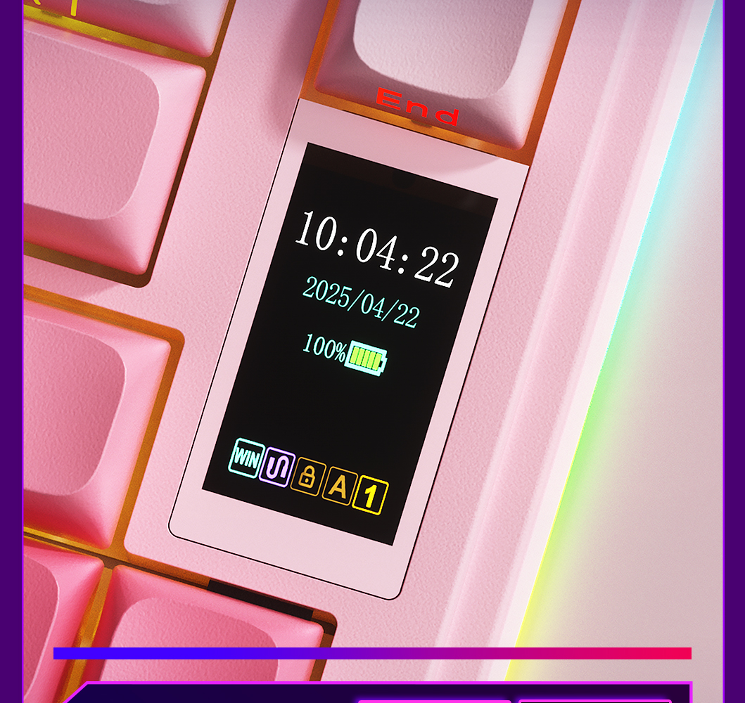 AULA S75PRO Mechanical Keyboard 80Key Bluetooth/2.4G/USB-C LCD Screen & Multi-Function Knob RGB ...