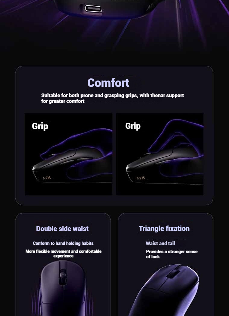 ATK U2 three mode lightweight PAW3950 symmetrical design double 8K ...