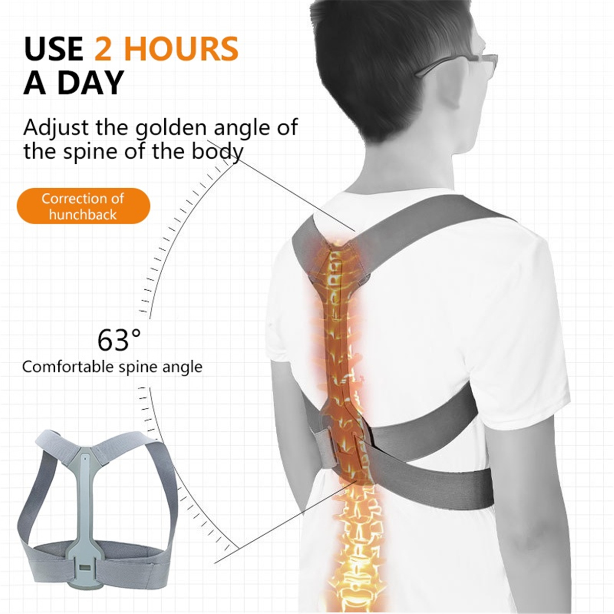Adjustable Back Supporter Posture Corrector Back Brace Posture ...