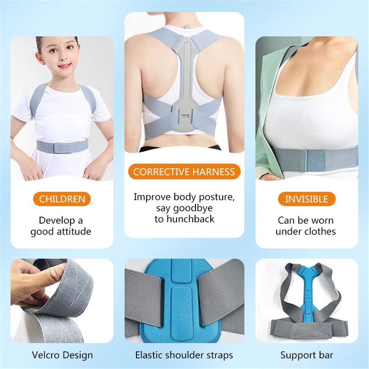 Adjustable Back Supporter Posture Corrector Back Brace Posture ...