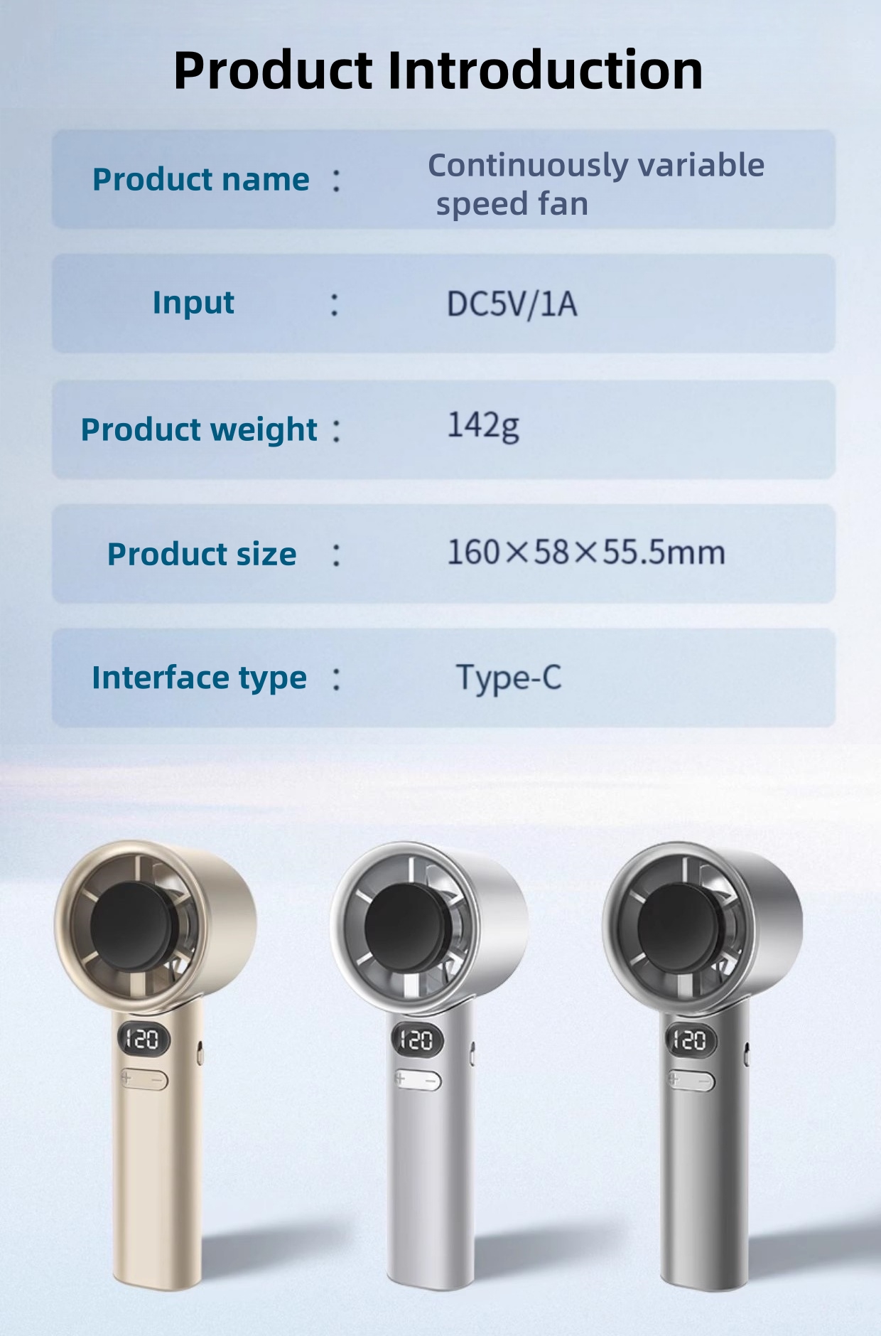 M11 Mini Turbo Fan Portable Fan Rechargeable 120 Speed Adjustment Handy ...