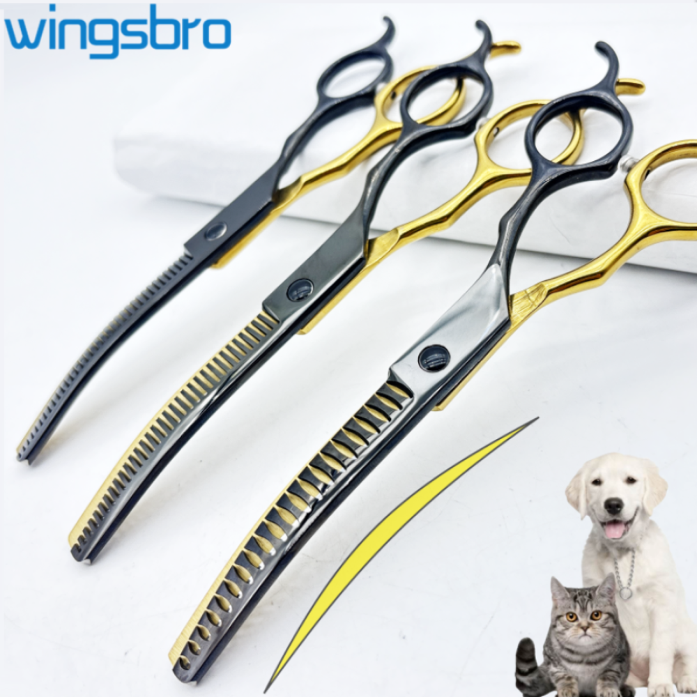 wingsbro 7" Professional Pet Curved Shears Dog Grooming Scissors for ...