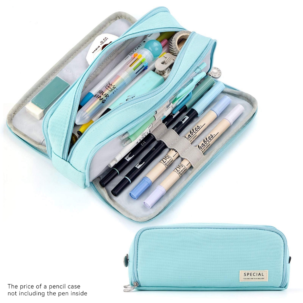 Large Capacity Oxford Fabric Pencil Case With 3 Compartments - Multi ...
