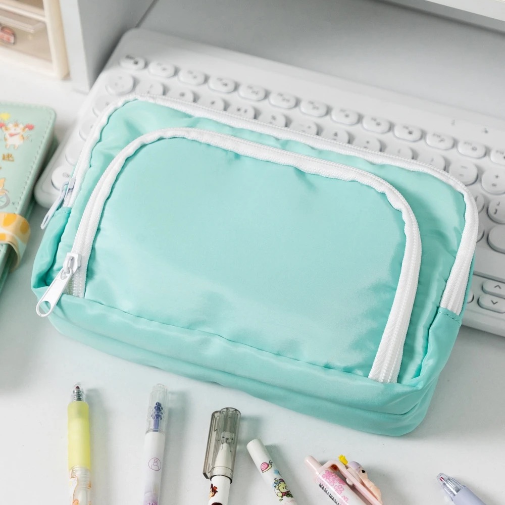 Kawaii Large Capacity 3-Layer Pencil Case With Brooch (6 Colors ...