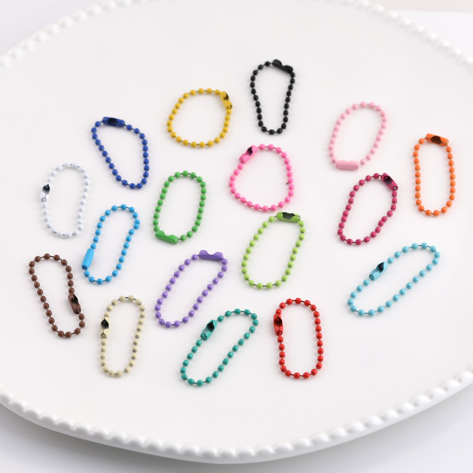 50PCS Colorful Bead Chains - Metal Baking Paint Iron Wave Chains For ...