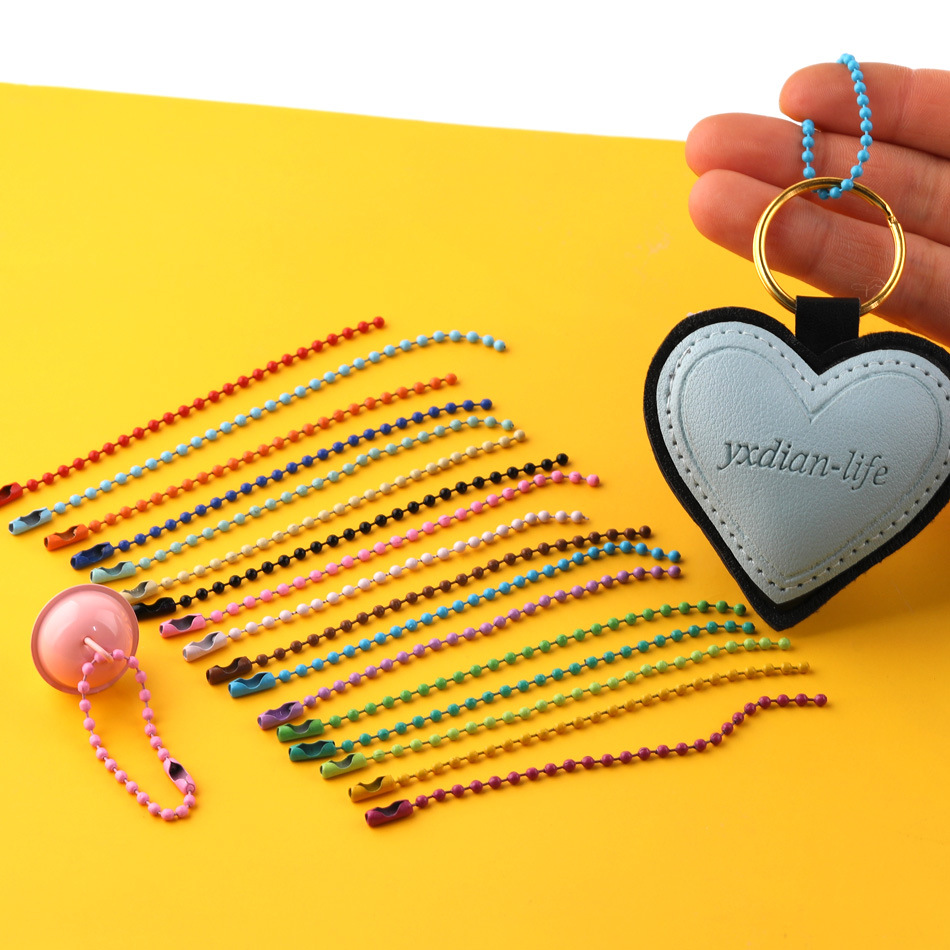 50PCS Colorful Bead Chains - Metal Baking Paint Iron Wave Chains For ...