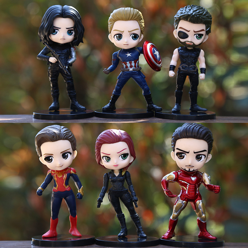 6Pcs/Set 11cm Anime The Avengers Spider-Man Captain America Winter ...